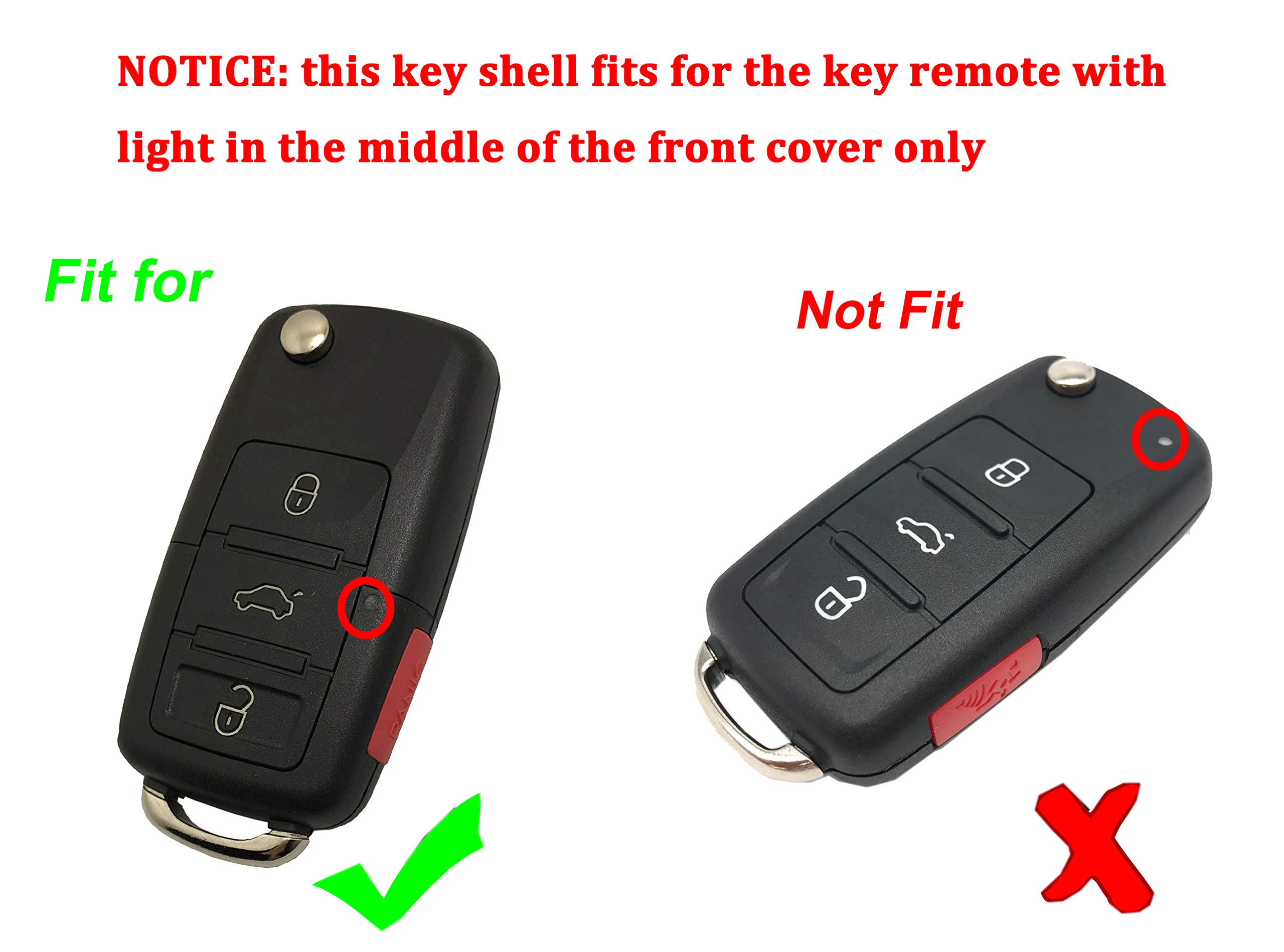 Replacement Key Fob Shell Case fit for VW Volkswagen Jetta Passat Golf Beetle Rabbit GTI CC EOS 4 Buttons Keyless Entry Remote Key Housing with Uncut Blade (Black)