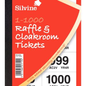 Silvine Cloakroom/Raffle Tickets, Numbered 1-1000 with Security Numbering. Ref CRT1000 [Pack of 6]