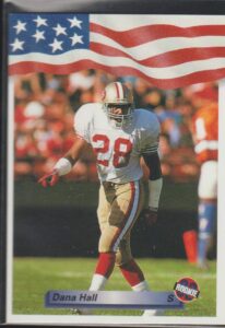 1992 aw sports dana hall 49ers rookie football card #56