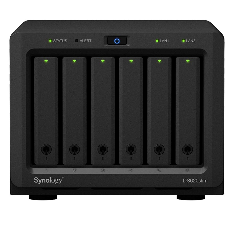 Synology DiskStation DS620slim iSCSI NAS Server with Intel Celeron Up to 2.5GHz CPU, 6GB Memory, 12TB HDD Storage, DSM Operating System