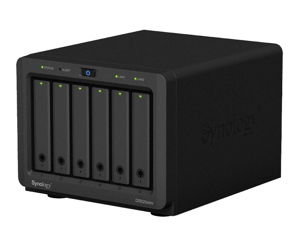 Synology DiskStation DS620slim iSCSI NAS Server with Intel Celeron Up to 2.5GHz CPU, 6GB Memory, 12TB HDD Storage, DSM Operating System