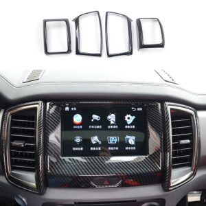 ruihe 4pcs carbon fiber color air conditioning dashboard vent cover fit for ford ranger accessories 2015 2016 2017 2018 2019 2020 2021abs