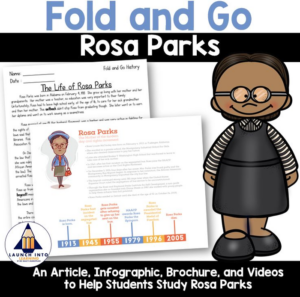 biographies for kids - rosa parks fold and go activity - (research, social studies, civil rights, 3rd grade, 4th grade, 5th grade)