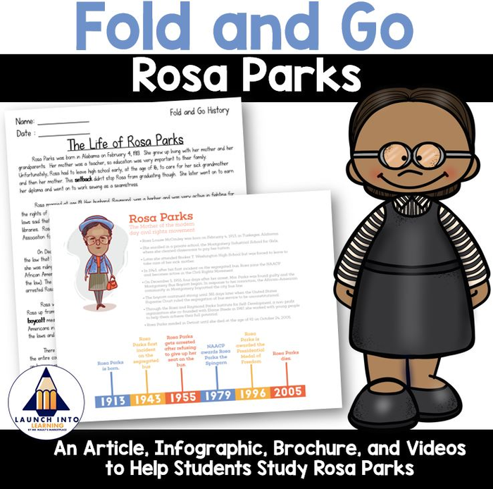 Biographies for Kids - Rosa Parks Fold and Go Activity - (Research, Social Studies, Civil Rights, 3rd Grade, 4th Grade, 5th grade)