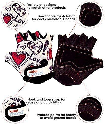 Kiddimoto Kids Cycling Gloves| Anti-Slip Kids Bike Gloves for Boys and Girls| Fingerless Kids Mountain Bike Gloves for BMX, MTB Riding, Gymnastics, Scooters, Skateboard, Rollerblade.