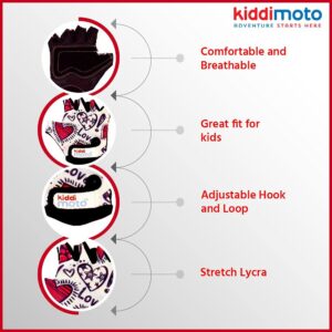 Kiddimoto Kids Cycling Gloves| Anti-Slip Kids Bike Gloves for Boys and Girls| Fingerless Kids Mountain Bike Gloves for BMX, MTB Riding, Gymnastics, Scooters, Skateboard, Rollerblade.