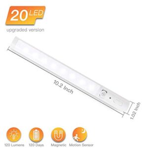 CALIONLTD Under Cabinet Lighting,Wireless Led Closet Light Battery Powered Motion Sensor Light 21 LED Bulb Magnetic Stick-on Night Light Bar for Kitchen, Stairway, Wardrobe,Hallway - 2 Pack