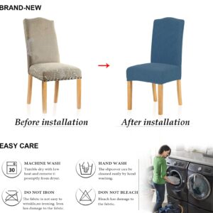 TIANSHU Stretch Chair Covers for Dining Room Set of 2, Dining Room Chair Covers for Home Decor, Removable Dining Chair Cover Non-Slip Kitchen Chair Cover Parson Chair Slipcover (2 Pack, Denim Blue)