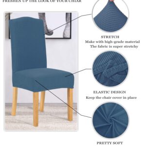 TIANSHU Stretch Chair Covers for Dining Room Set of 2, Dining Room Chair Covers for Home Decor, Removable Dining Chair Cover Non-Slip Kitchen Chair Cover Parson Chair Slipcover (2 Pack, Denim Blue)