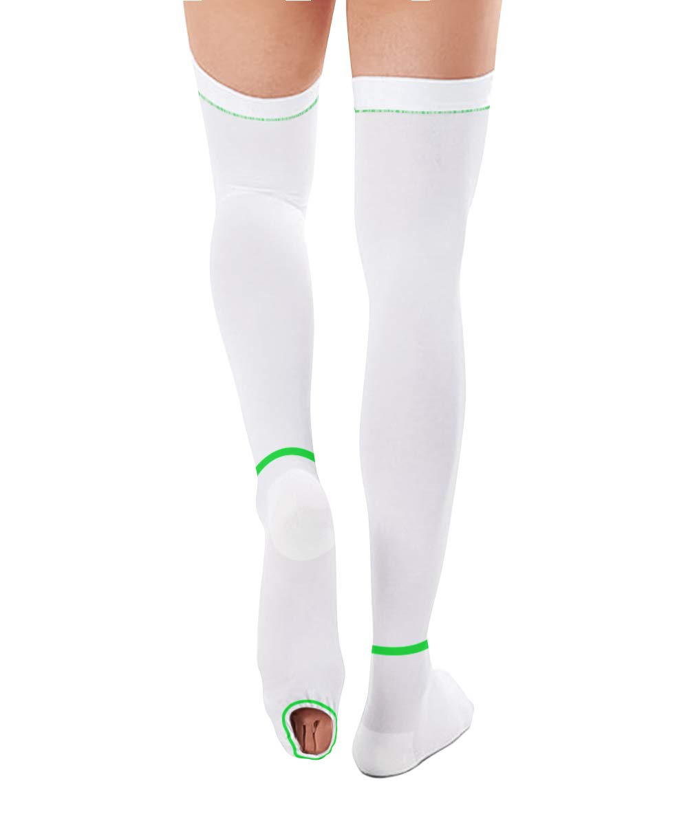 T.E.D. Anti Embolism Stockings for Women Men Thigh High, 15-20 mmHg Compression TED Hose with Inspect Toe Hole