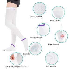 T.E.D. Anti Embolism Stockings for Women Men Thigh High, 15-20 mmHg Compression TED Hose with Inspect Toe Hole