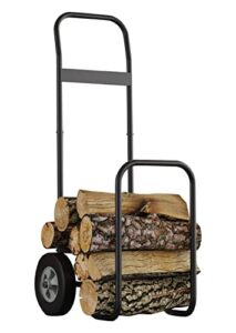 fire beauty firewood log cart carrier, outdoor and indoor wood rack storage mover, rolling dolly hauler