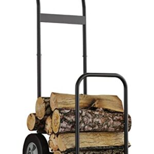 Fire Beauty Firewood Log Cart Carrier, Outdoor and Indoor Wood Rack Storage Mover, Rolling Dolly Hauler