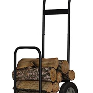 Fire Beauty Firewood Log Cart Carrier, Outdoor and Indoor Wood Rack Storage Mover, Rolling Dolly Hauler