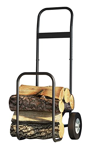 Fire Beauty Firewood Log Cart Carrier, Outdoor and Indoor Wood Rack Storage Mover, Rolling Dolly Hauler