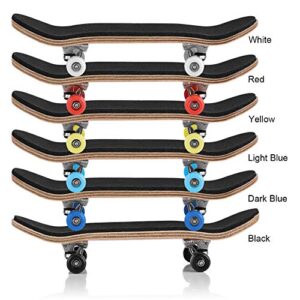 Lazmin Wood Finger Skateboard Alloy Stent Bearing Wheel Fingerboard Novelty Toy Reduce Pressure Kids Gifts(White)