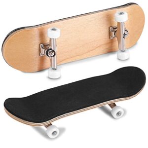 Lazmin Wood Finger Skateboard Alloy Stent Bearing Wheel Fingerboard Novelty Toy Reduce Pressure Kids Gifts(White)