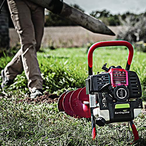 Earthquake E43 1-Person Earth Auger Powerhead, 43cc 2-Cycle Viper Engine, 30:1 Transmission, 5 Year Limited Warranty, Red or Black Auger Bit