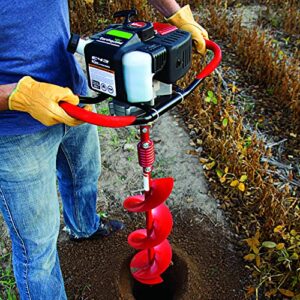 Earthquake E43 1-Person Earth Auger Powerhead, 43cc 2-Cycle Viper Engine, 30:1 Transmission, 5 Year Limited Warranty, Red or Black Auger Bit