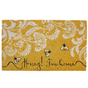 dii natural coir doormat, fun greeting mat, honey i'm home, 18x30