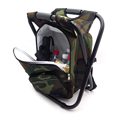 HTTMT - Foldable Outdoor Multi-Function Fishing Backpack Beach Chair Stool w/Cooler Bag [Item Number: ET-Seat001]