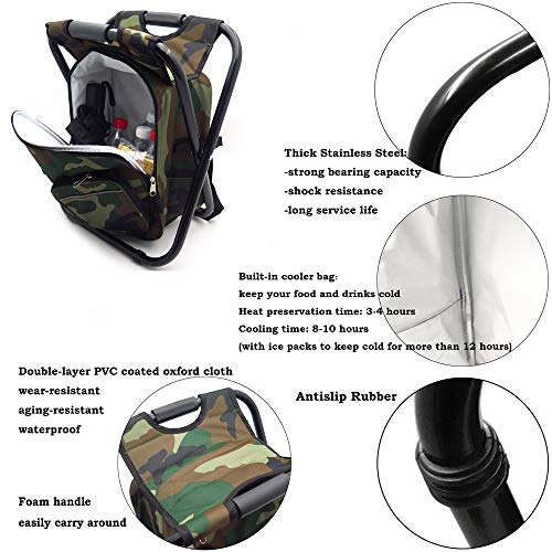 HTTMT - Foldable Outdoor Multi-Function Fishing Backpack Beach Chair Stool w/Cooler Bag [Item Number: ET-Seat001]