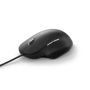 microsoft ergonomic mouse black - comfortable ergonomic design and thumb rest. wired usb mouse with 2 programmable buttons, works for pc/laptop/desktop