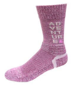 columbia unisex adventure hike lightweight crew socks, 1 pair, wild iris, (w) 4-7.5 (youth) 4-6