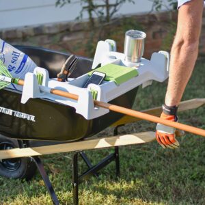 The Burro Buddy, USA Made Lawn/Garden Tray for All 4-6 cu. ft. wheelbarrows. Holds rake, Shovel, Short Handle Tools, Drinks & Water Tight Storage for Phone. Wheelbarrow not Included. Great Gift!