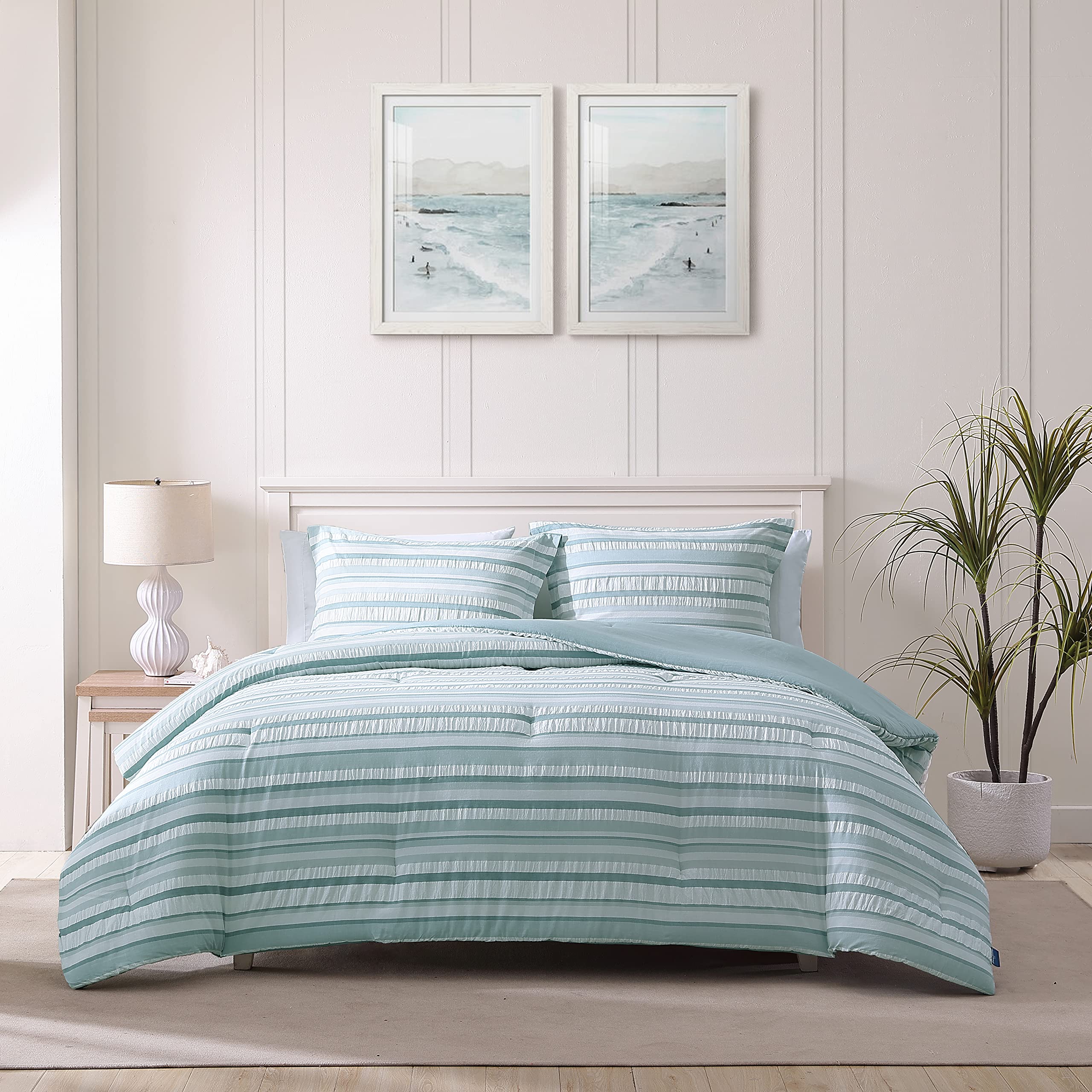 Tommy Bahama - King Duvet Cover Set, Cotton Bedding with Matching Shams & Button Closure, All Season Home Decor (Clearwater Cay Blue,3pieces, King)