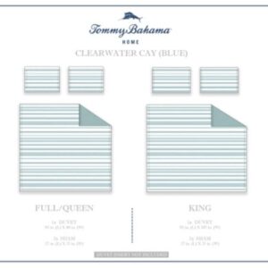 Tommy Bahama - King Duvet Cover Set, Cotton Bedding with Matching Shams & Button Closure, All Season Home Decor (Clearwater Cay Blue,3pieces, King)