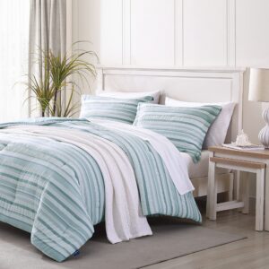 Tommy Bahama - King Duvet Cover Set, Cotton Bedding with Matching Shams & Button Closure, All Season Home Decor (Clearwater Cay Blue,3pieces, King)