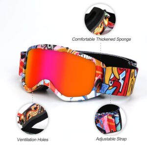 Flantor Kids Ski Goggles Non-Slip Strap Snow Goggles Snowboard Goggles