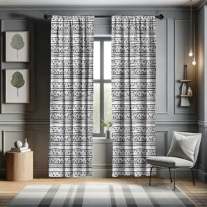 Ambesonne Tribal Window Curtains, Prehistoric Aztec with Circles Triangles Tribal Folk Pattern, Lightweight Decor 2-Panel Set with Rod Pocket, Pair of - 28" x 84", Pale Charcoal