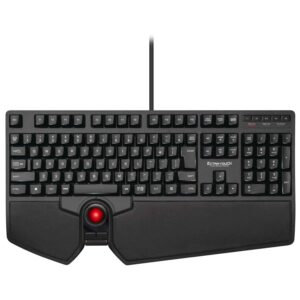 elecom japanese layout wired keyboard with built-in trackball & scroll wheel, pointing and scrolling feature, precise control, for gaming, ergonomic comfort, windows mac (tk-tb01umbk)