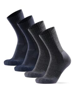 danish enurance premium outdoor hiking socks, merino wool, men & women, 2 pack, multicolor (1 x navy, 1 x grey), us women 11-13 // us men 9.5-12.5