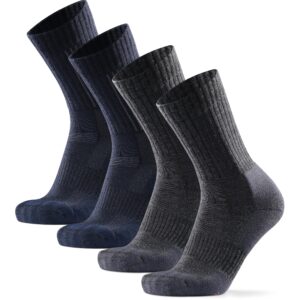 DANISH ENURANCE Premium Outdoor Hiking Socks, Merino Wool, Men & Women, 2 Pack, Multicolor (1 x navy, 1 x grey), US Women 11-13 // US Men 9.5-12.5