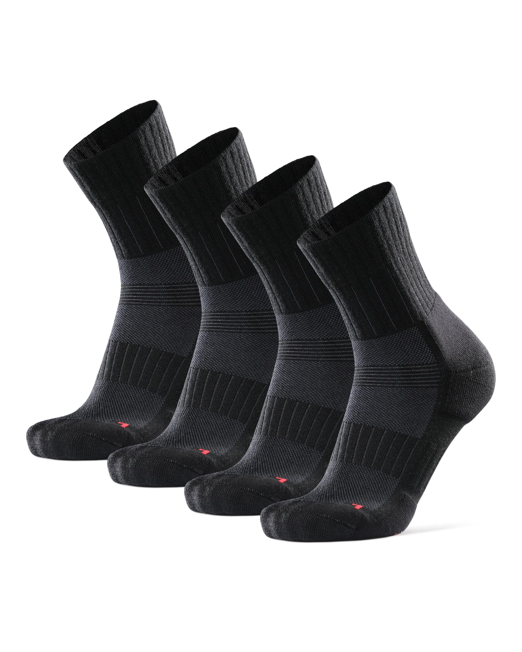 DANISH ENDURANCE Merino Wool Trail Running Socks for Men & Women, 2 Pack, Black, US Women 11-13 // US Men 9.5-12.5