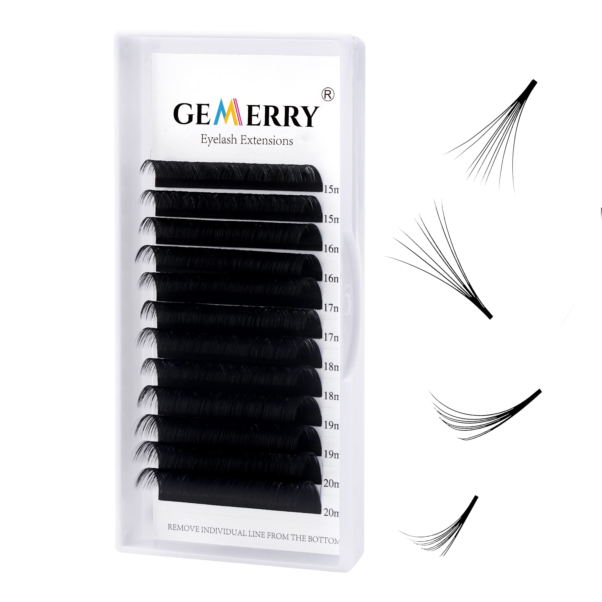 Volume Lash Extensions 0.05 Easy Fan Volume Lashes D Curl 15-20mm Eyelash Extensions Easy Fan Lash Self Fanning 2D-10D Auto Rapid Blooming by GEMERRY (0.05-D Curl-Mix 15-20mm)