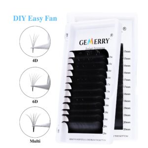 Volume Lash Extensions 0.05 Easy Fan Volume Lashes D Curl 15-20mm Eyelash Extensions Easy Fan Lash Self Fanning 2D-10D Auto Rapid Blooming by GEMERRY (0.05-D Curl-Mix 15-20mm)