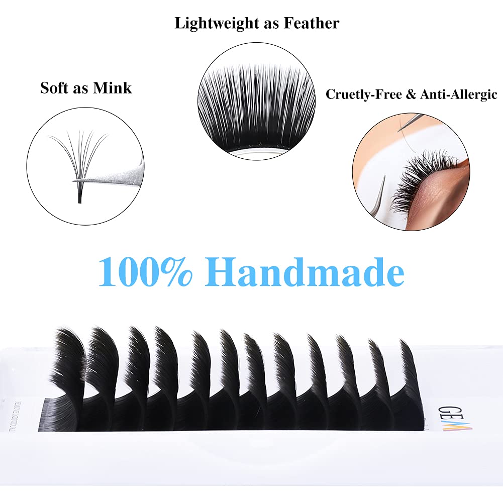 Volume Lash Extensions 0.05 Easy Fan Volume Lashes D Curl 15-20mm Eyelash Extensions Easy Fan Lash Self Fanning 2D-10D Auto Rapid Blooming by GEMERRY (0.05-D Curl-Mix 15-20mm)