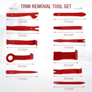 BYNIIUR Trim Removal Tool, Fastener Remover Tool Kit Automotive Interior Plastic Pry Kit, Car Door Panel Tool Radio Auto Clip Pliers Removal Tool Kit, Red