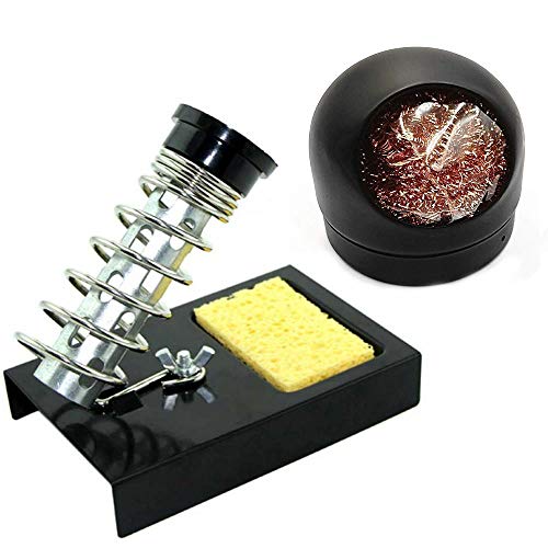 Liyafy Soldering Iron Holder Solder Iron Stand Black Base and 1PC Ball Shell Holder with Soldering Tip Cleaner