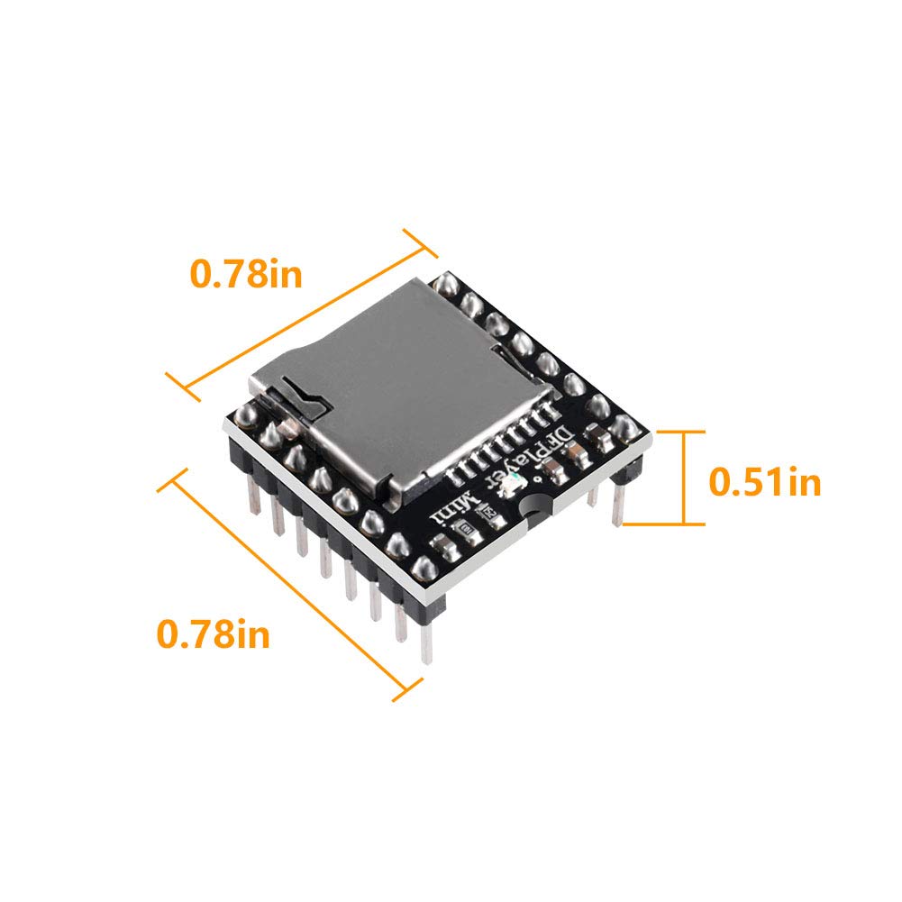 3PCS Mini MP3 Player Audio Module MP3 Voice Decode Board TF Card U Disk IO/Serial Port/AD Board DFPlayer Audio Voice Music Module for Arduino