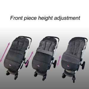 German Designed Ultimate Protection Cozy Warm Waterproof Winter Baby Stroller Bunting Bag,Front Piece Removable,Multi-Function Good for 6-42M,Black