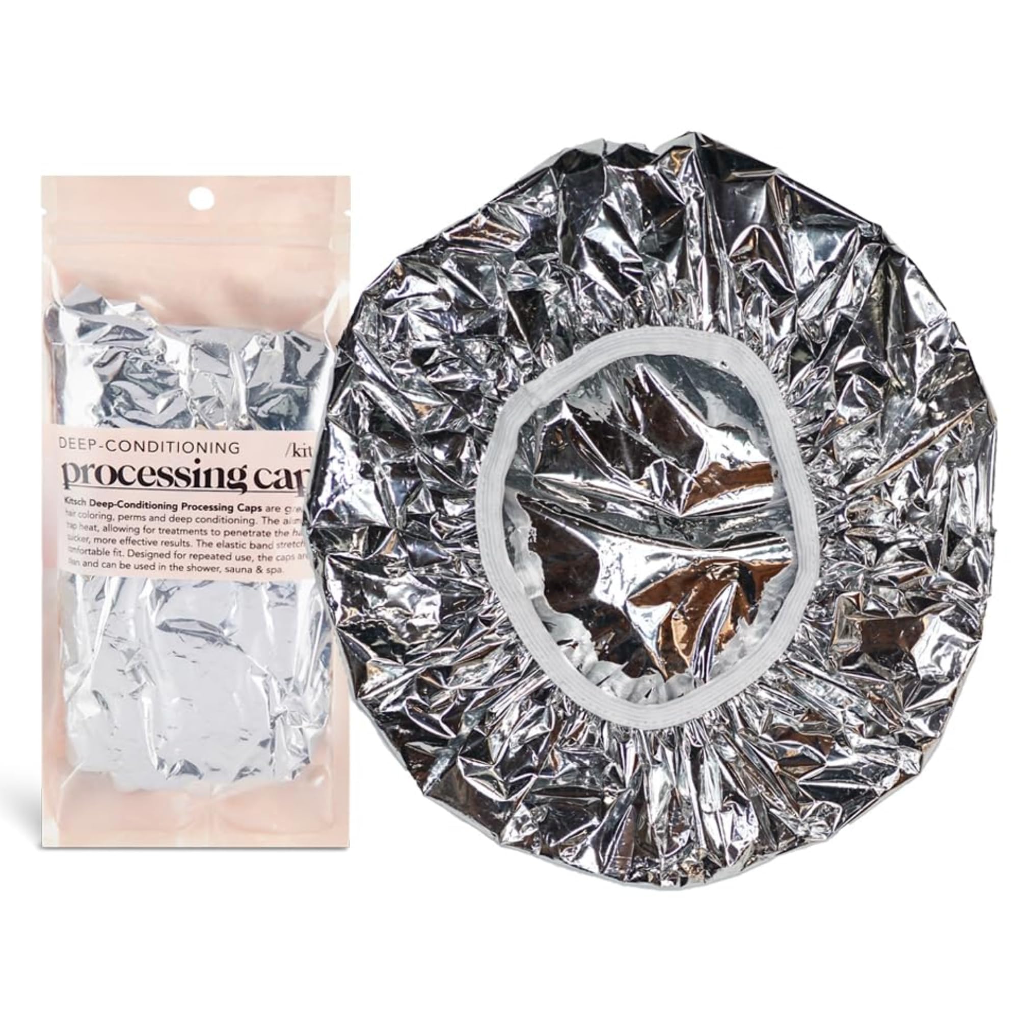 Kitsch Aluminum Foil Hair Heat Cap for Deep Conditioning - Reusable Heating Cap for Deep Conditioner, Tin Foil Hat & Deep Conditioning Heat Cap for Hair Treatments, Processing Cap for Hair, Foil Cap