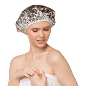 Kitsch Aluminum Foil Hair Heat Cap for Deep Conditioning - Reusable Heating Cap for Deep Conditioner, Tin Foil Hat & Deep Conditioning Heat Cap for Hair Treatments, Processing Cap for Hair, Foil Cap