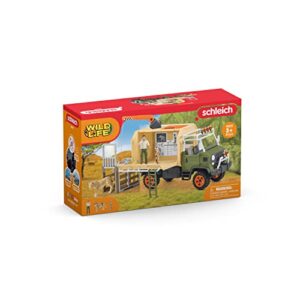 Schleich Wild Life 10-piece Animal Rescue Toy Truck with Ranger and Animals Playset for Kids Ages 3-8 Multicolore, 11 x 39 x 23 cm