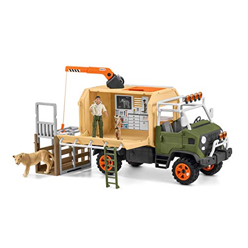 Schleich Wild Life 10-piece Animal Rescue Toy Truck with Ranger and Animals Playset for Kids Ages 3-8 Multicolore, 11 x 39 x 23 cm