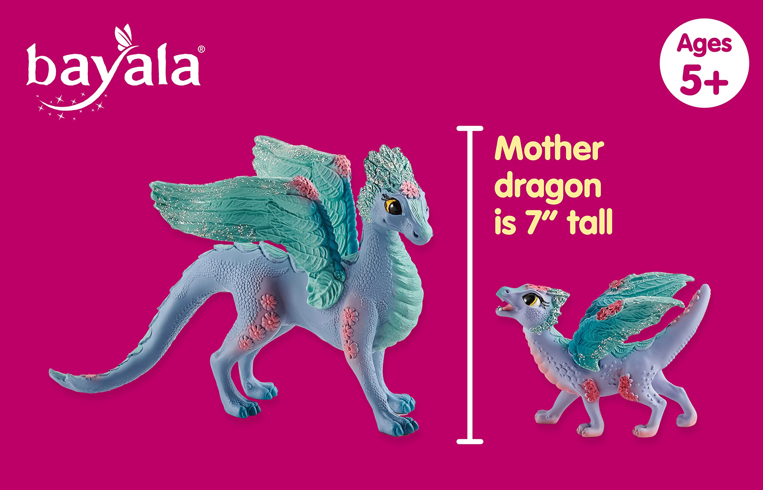 Schleich Bayala Dragon Toys and Figurines - Flying Flower Mother and Small Baby Dragon, Action Figure Kid Toys and Dolls, Girls and Boys Ages 5 and Above